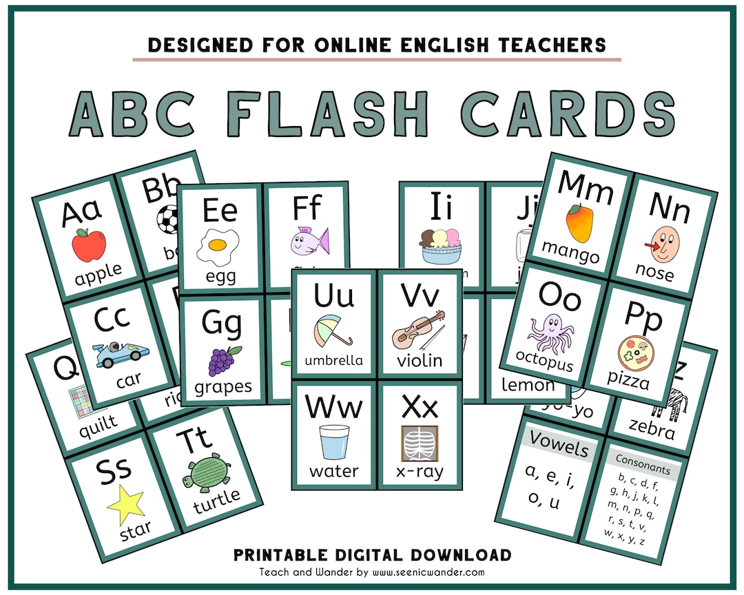 ESL Flash Cards for Teaching Online | Printable Digital Download ...