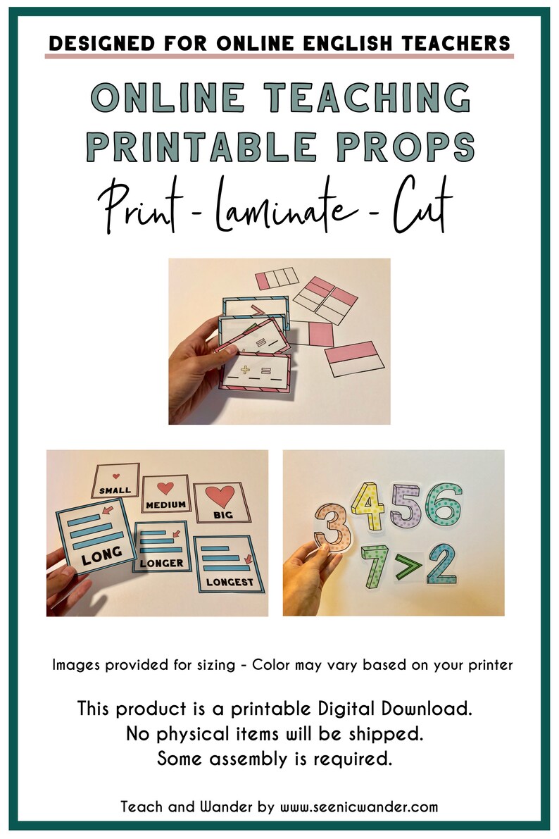 Math Basics Printable Props for Online English Teachers | Teaching Math ...