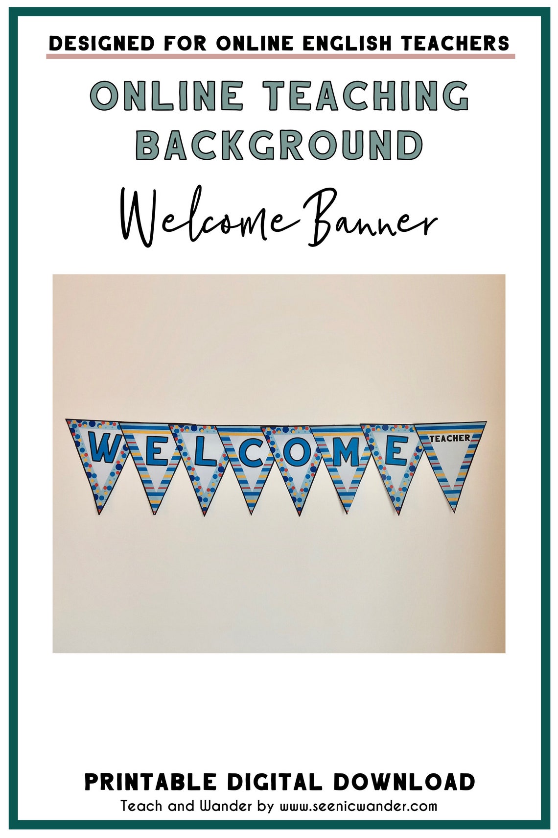 BLUE Classroom Welcome Banner | Online Classroom Background Printable ...