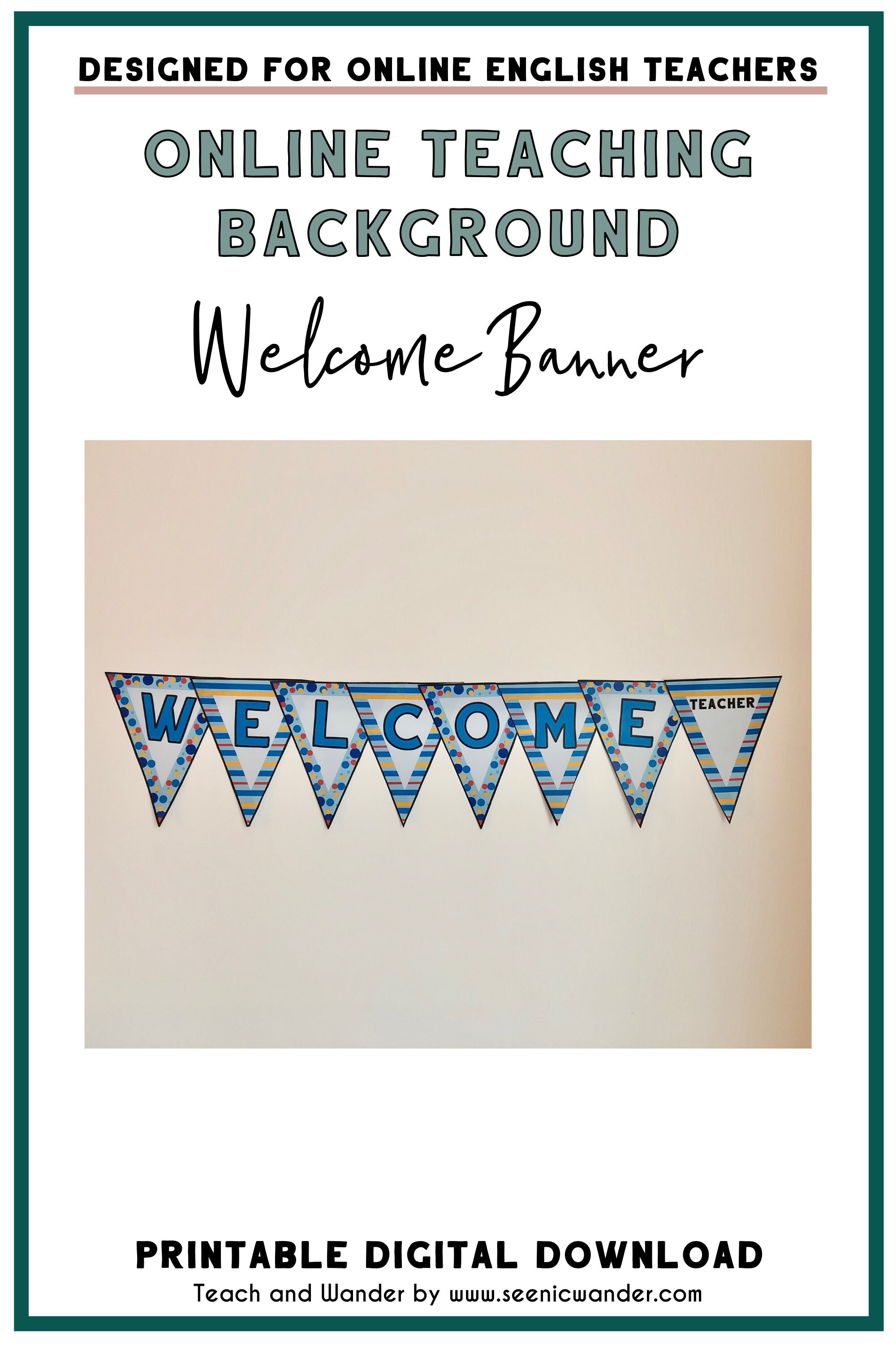 BLUE Classroom Welcome Banner | Online Classroom Background Printable ...