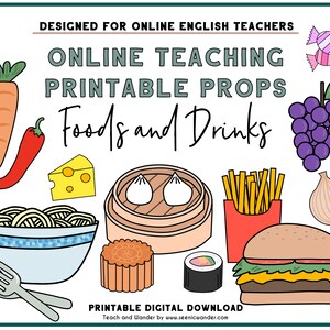Food and Drink Props for Teaching English Online | Cute Food Printables ...