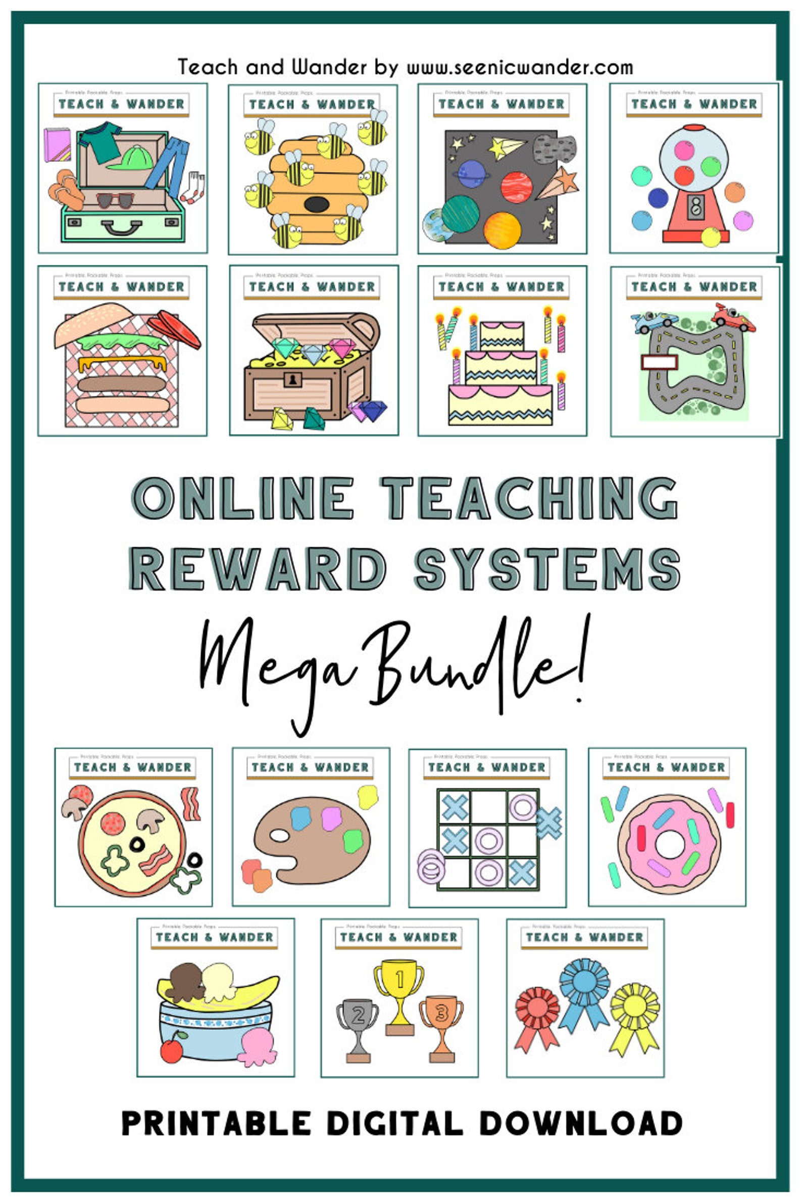 BUNDLE! 14 Online Teaching Reward Systems | Printable Rewards Systems ...