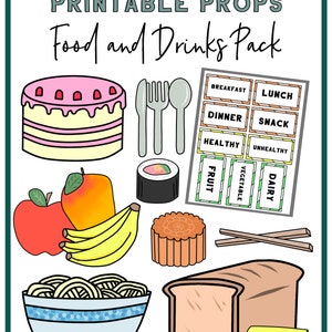 Food and Drink Props for Teaching English Online | Cute Food Printables ...