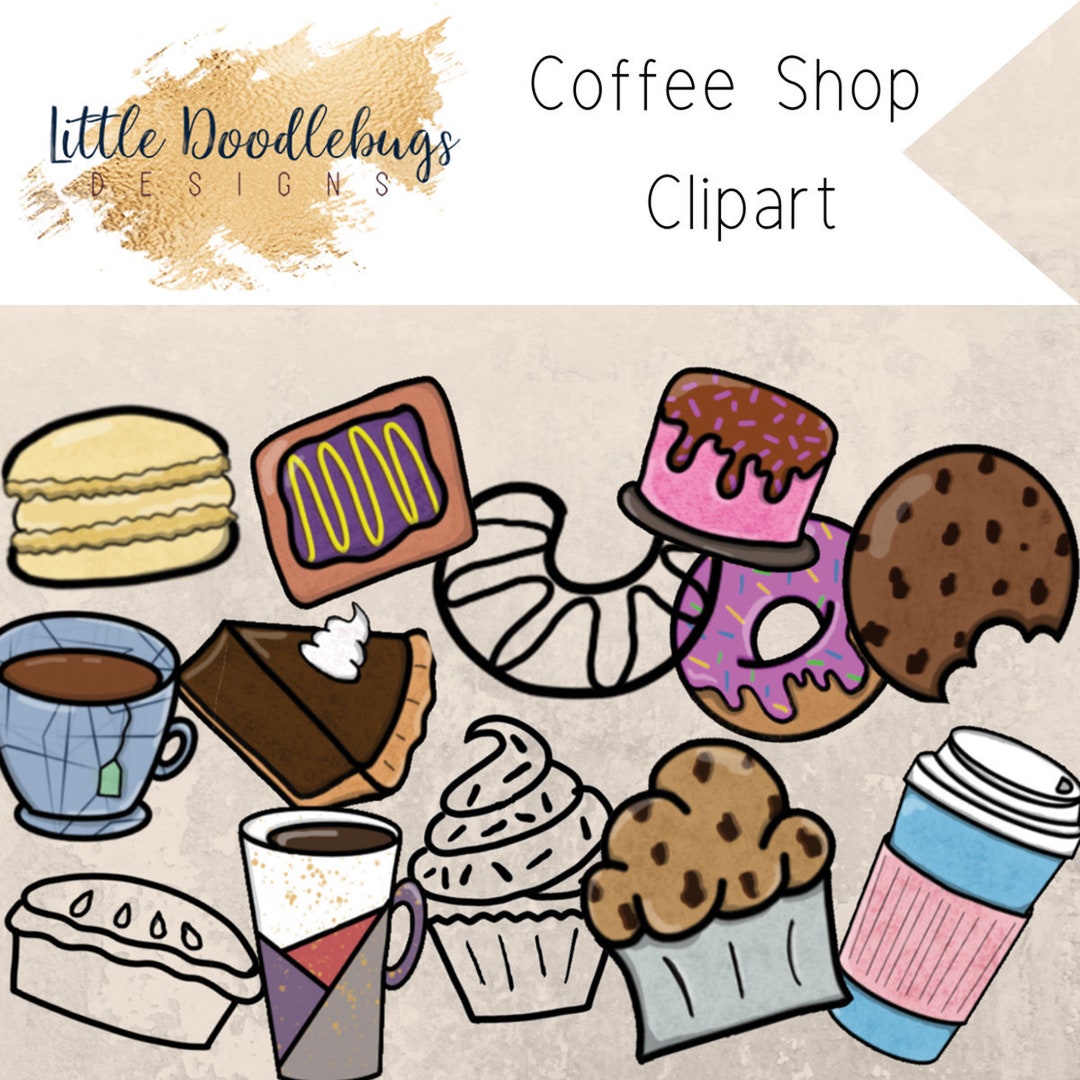 Coffee Shop Clipart, Coffee, Pastries, Donuts, Iced Coffee, Clipart ...