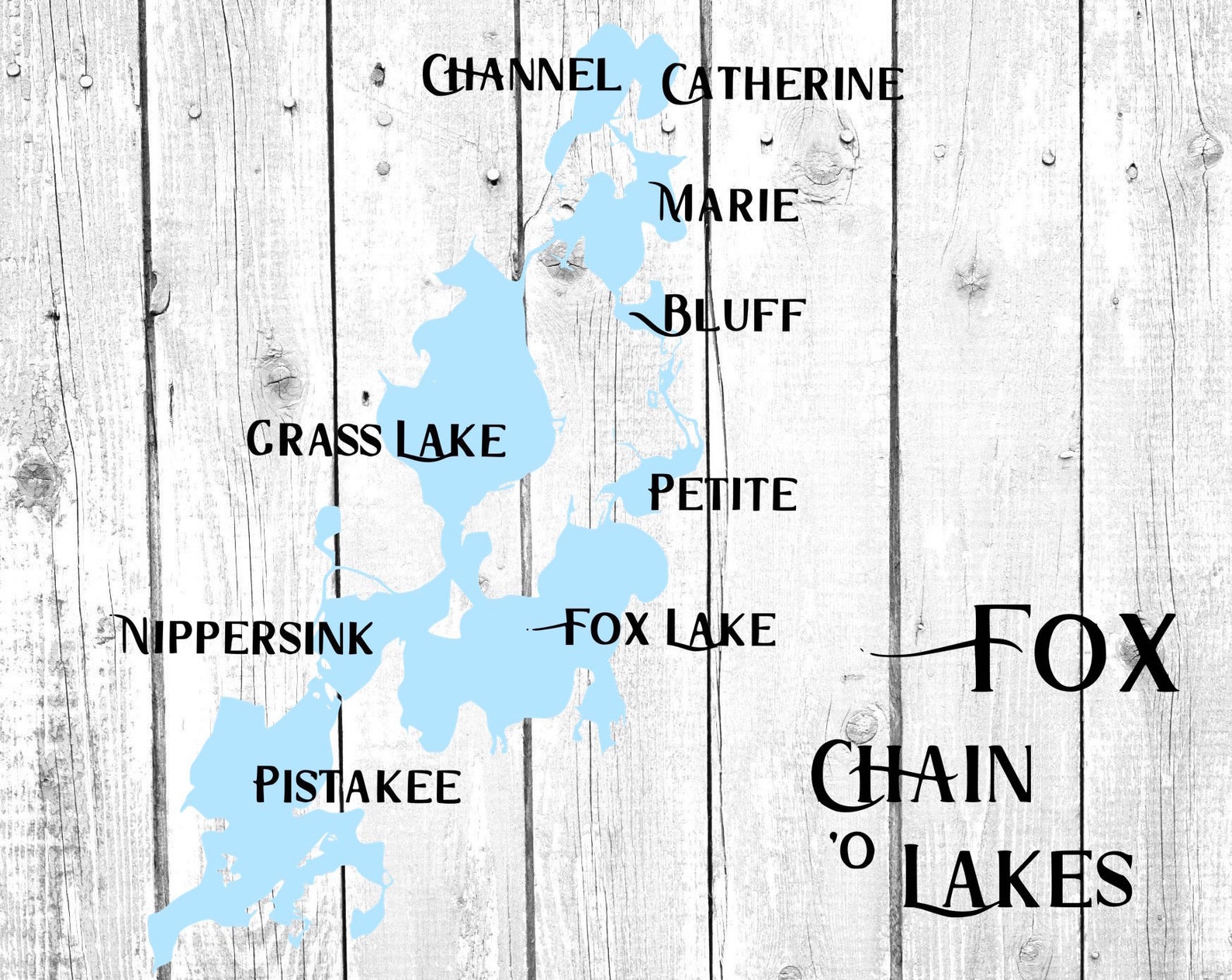 Fox Chain O' Lakes Map Decal Boat Decal Fox Lake | Etsy