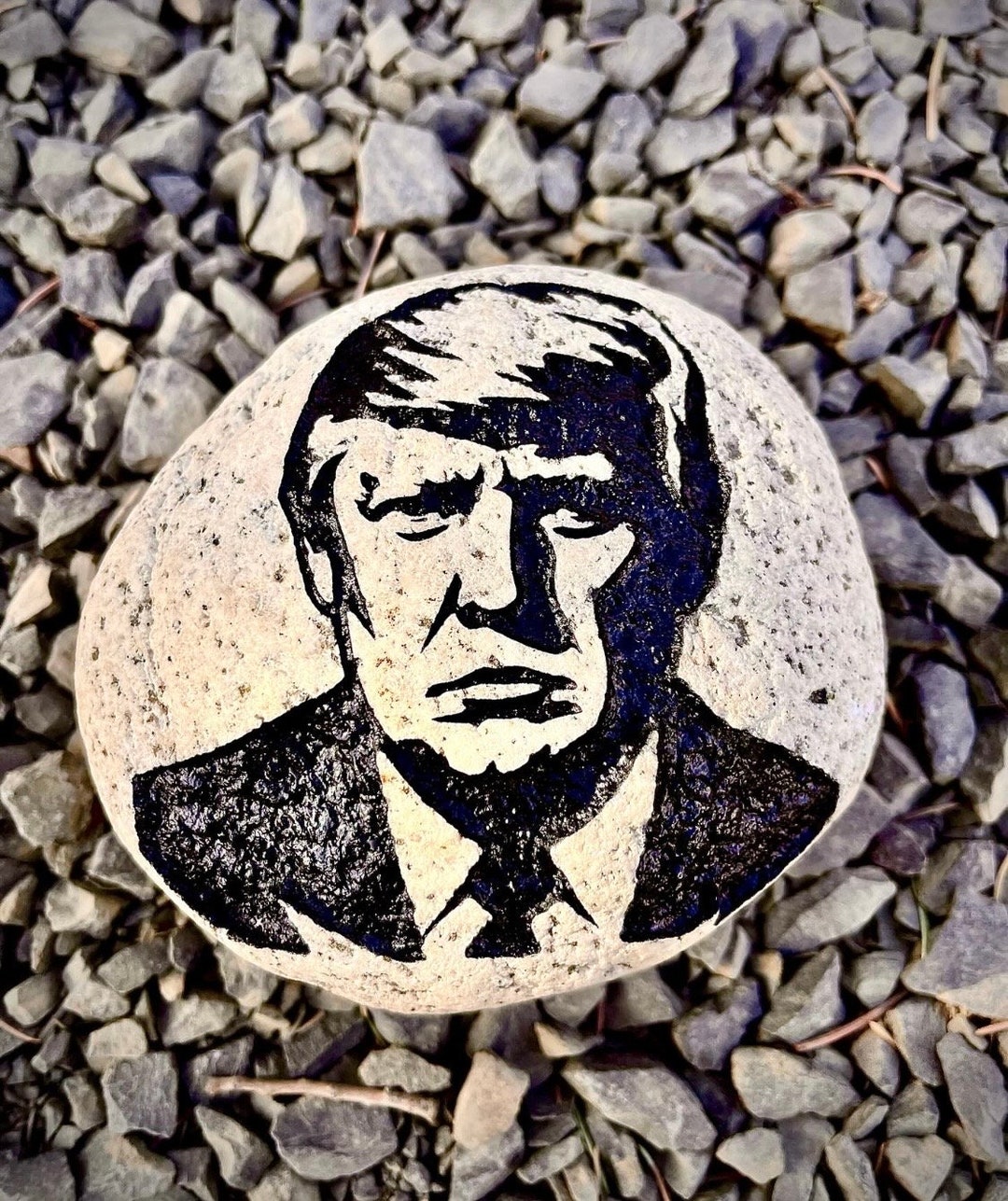 Engraved Trump Stone - Rock, Etching, Engraved Rock, Decorative Yard ...