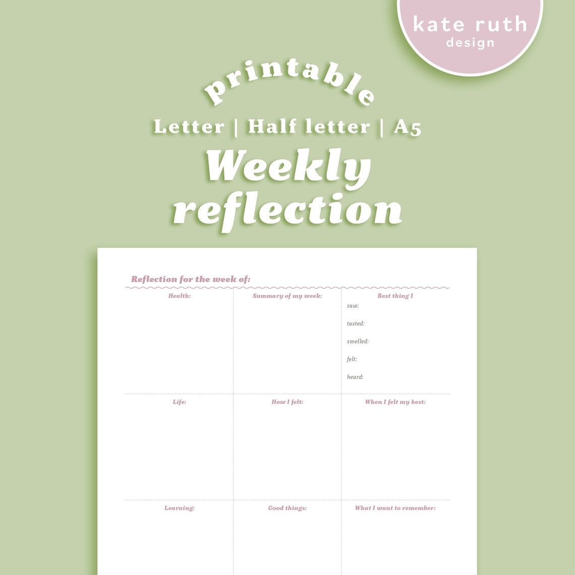 Weekly Reflection Printable - Etsy
