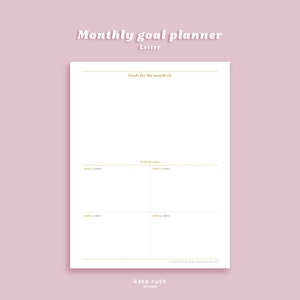 Monthly Goal Planner Printable - Etsy