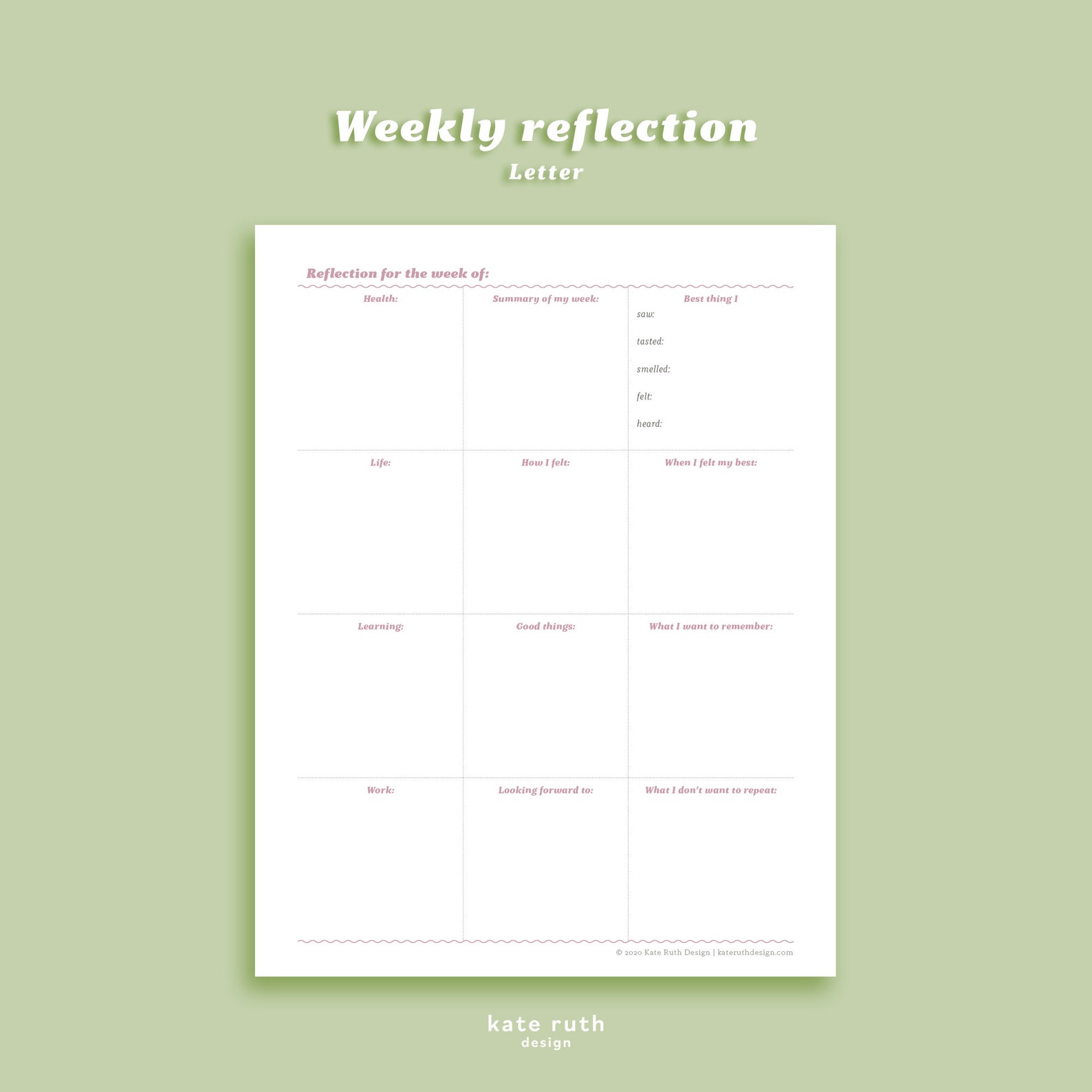 Weekly Reflection Printable - Etsy