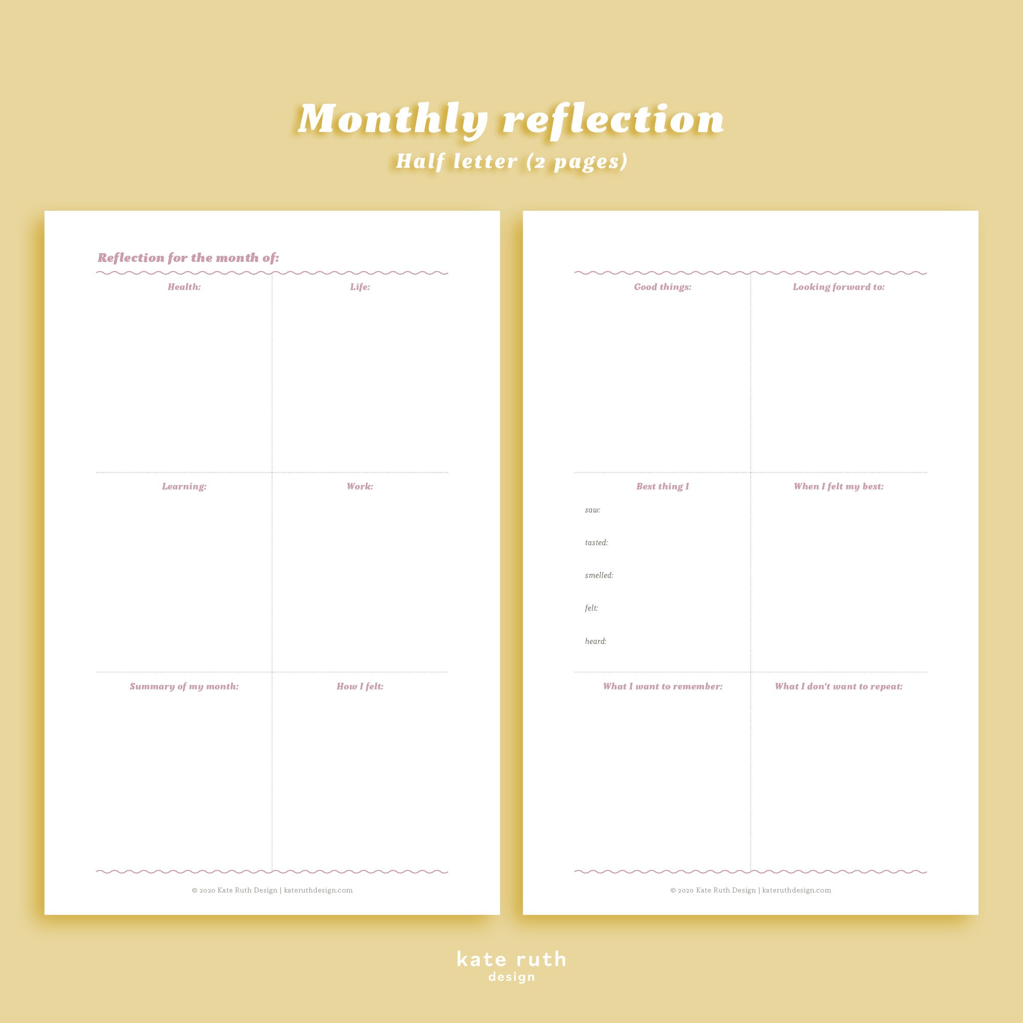 Monthly Reflection Printable - Etsy