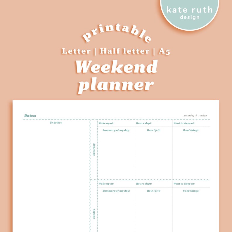 Weekend Planner Printable - Etsy