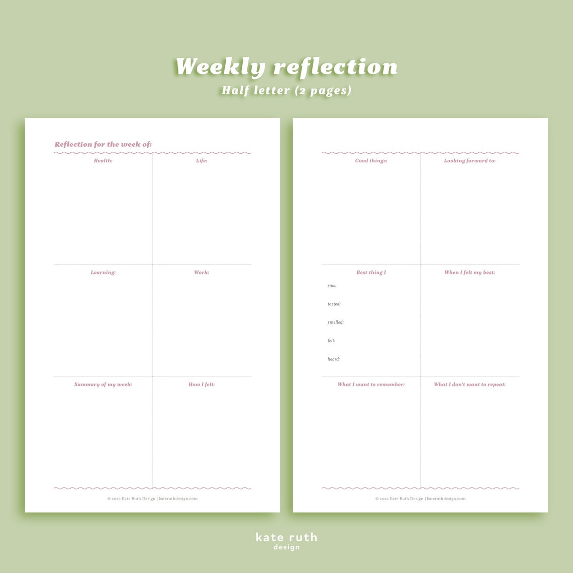 Weekly Reflection Printable - Etsy