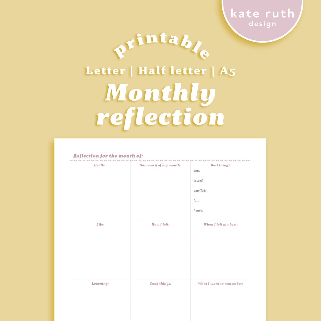 Monthly Reflection Printable - Etsy
