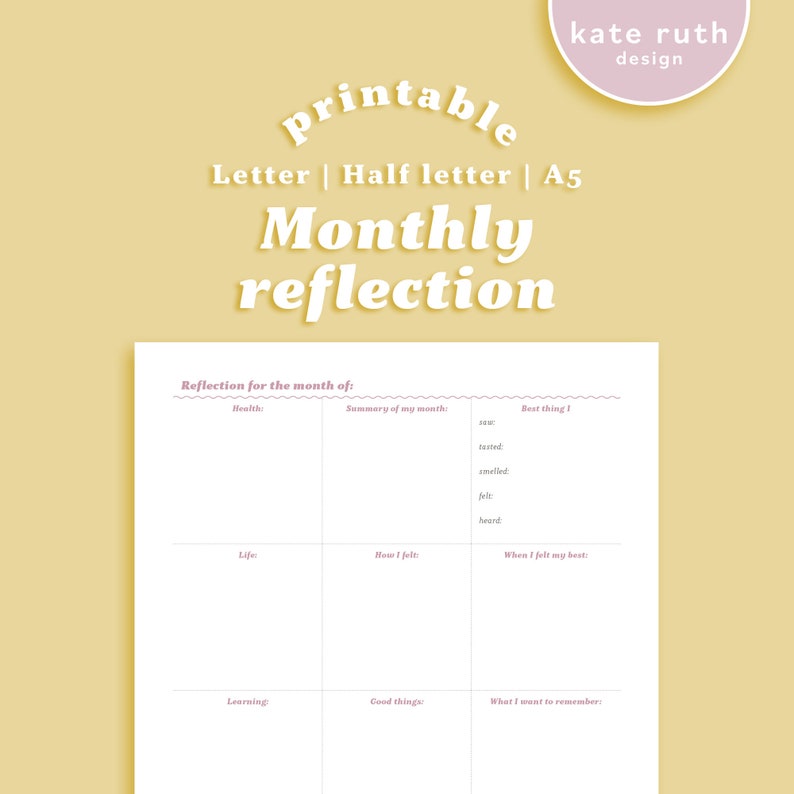 Monthly Reflection Printable - Etsy