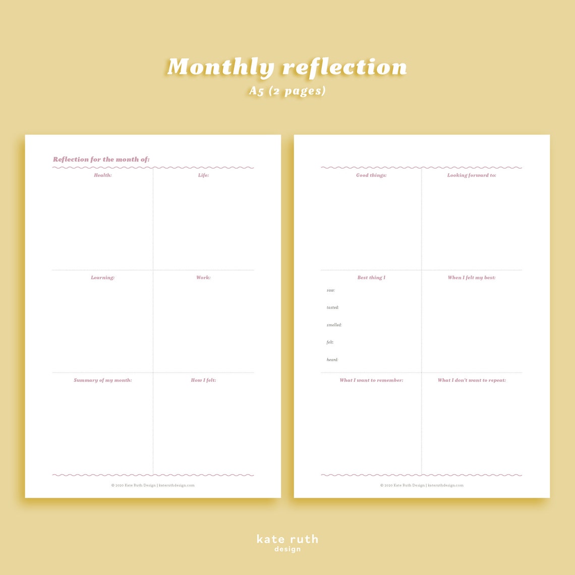 Monthly Reflection Printable - Etsy