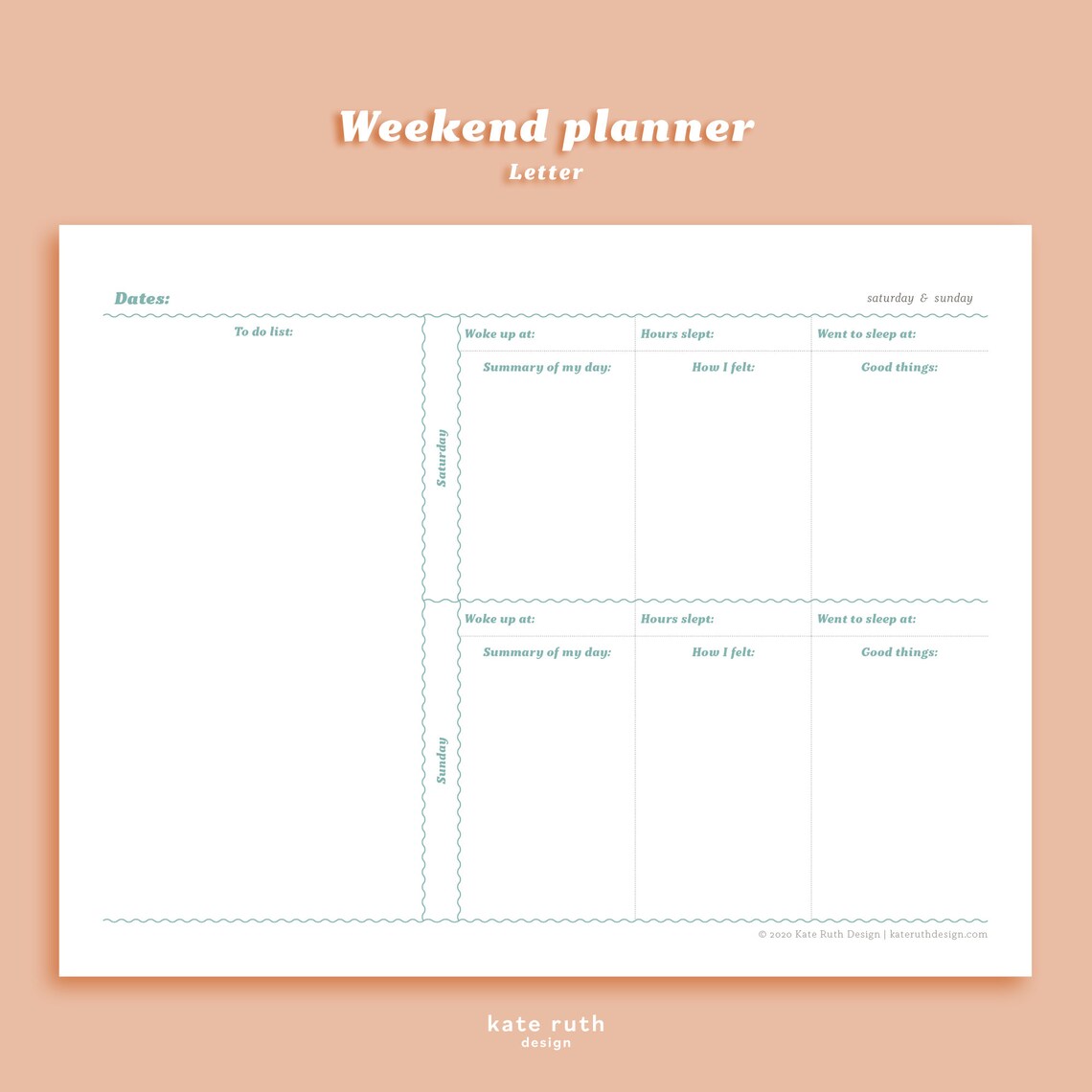 Weekend Planner Printable - Etsy