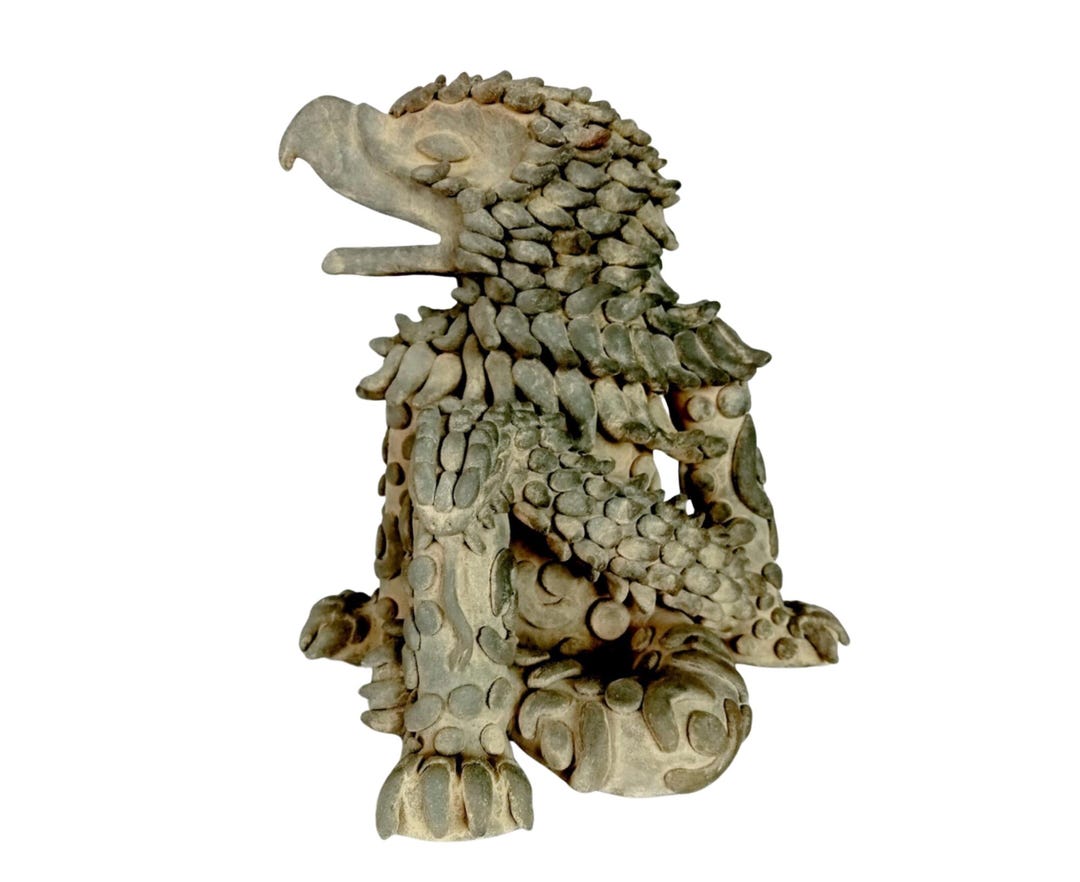 Aztec Art Figure Handmade Sculpture, Jaguar Eagle Head and Serpent Tail ...