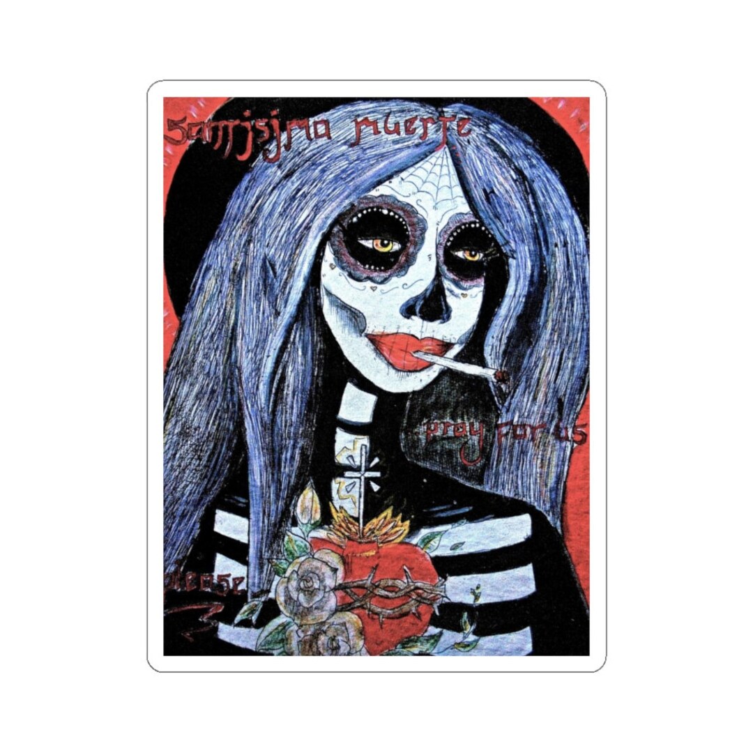 Santa Muerte Sticker, Niña Blanca Art Design Drawing, Holy Death Decal ...