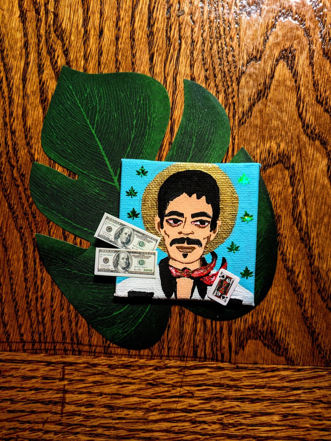 Jesus Malverde Altar Painting Original Art, Acrylic on Canvas, Small ...