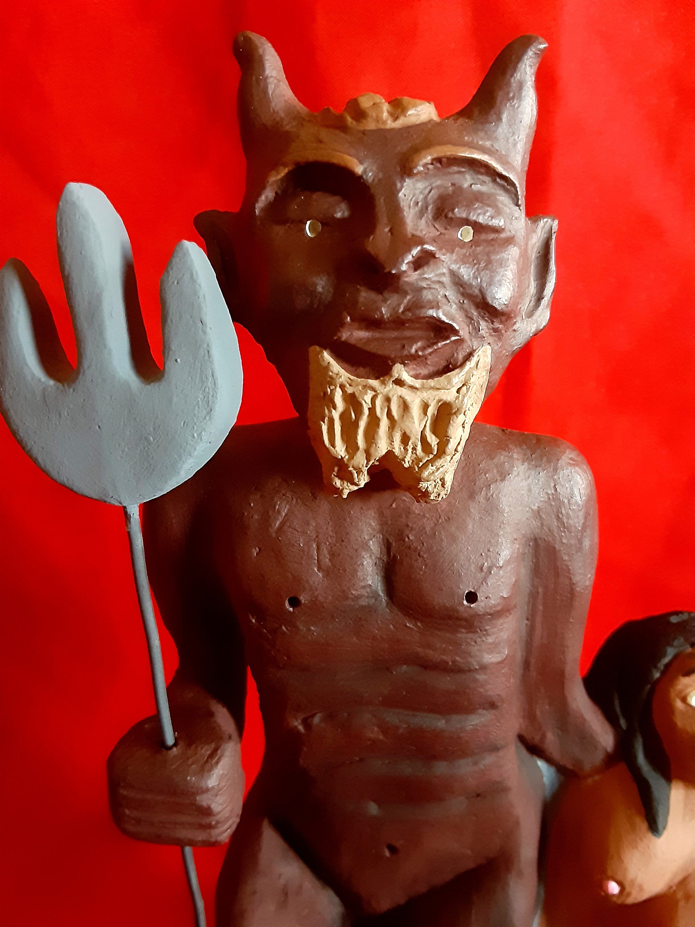 AMOR PROHIBIDO Oaxaca Diablo Devil Figure Statue Clay Ceramic | Etsy