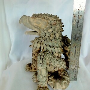 Aztec Art Figure Handmade Sculpture, Jaguar Eagle Head and Serpent Tail ...