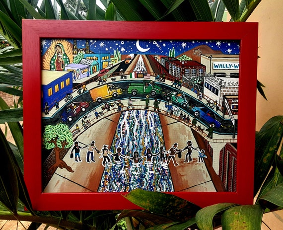 Original Acrylic Painting Border Art Migrant Refugee Social - Etsy