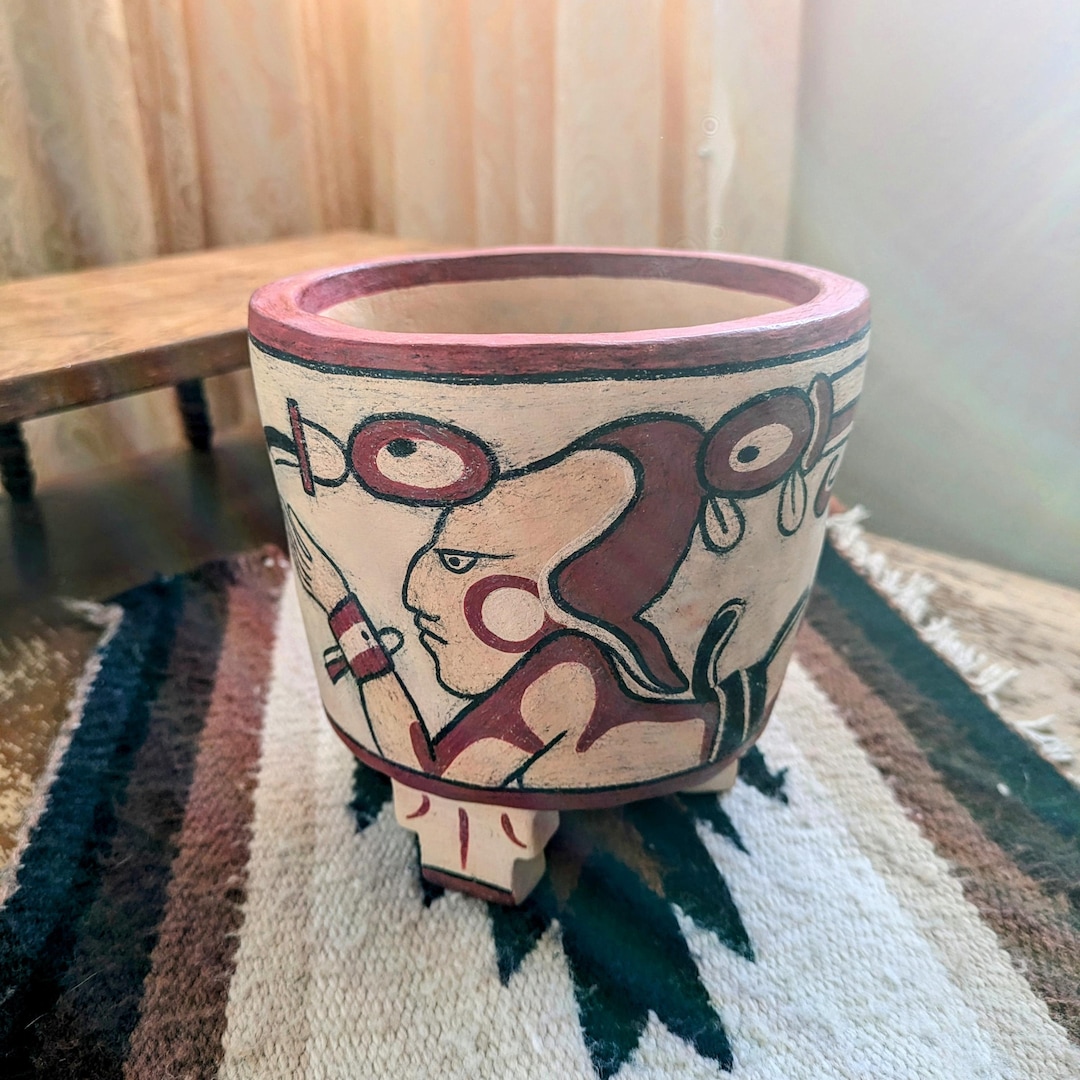 Mayan Chocolate Pottery Ceramic Altar Cup, Sacred Cacao Clay Art ...