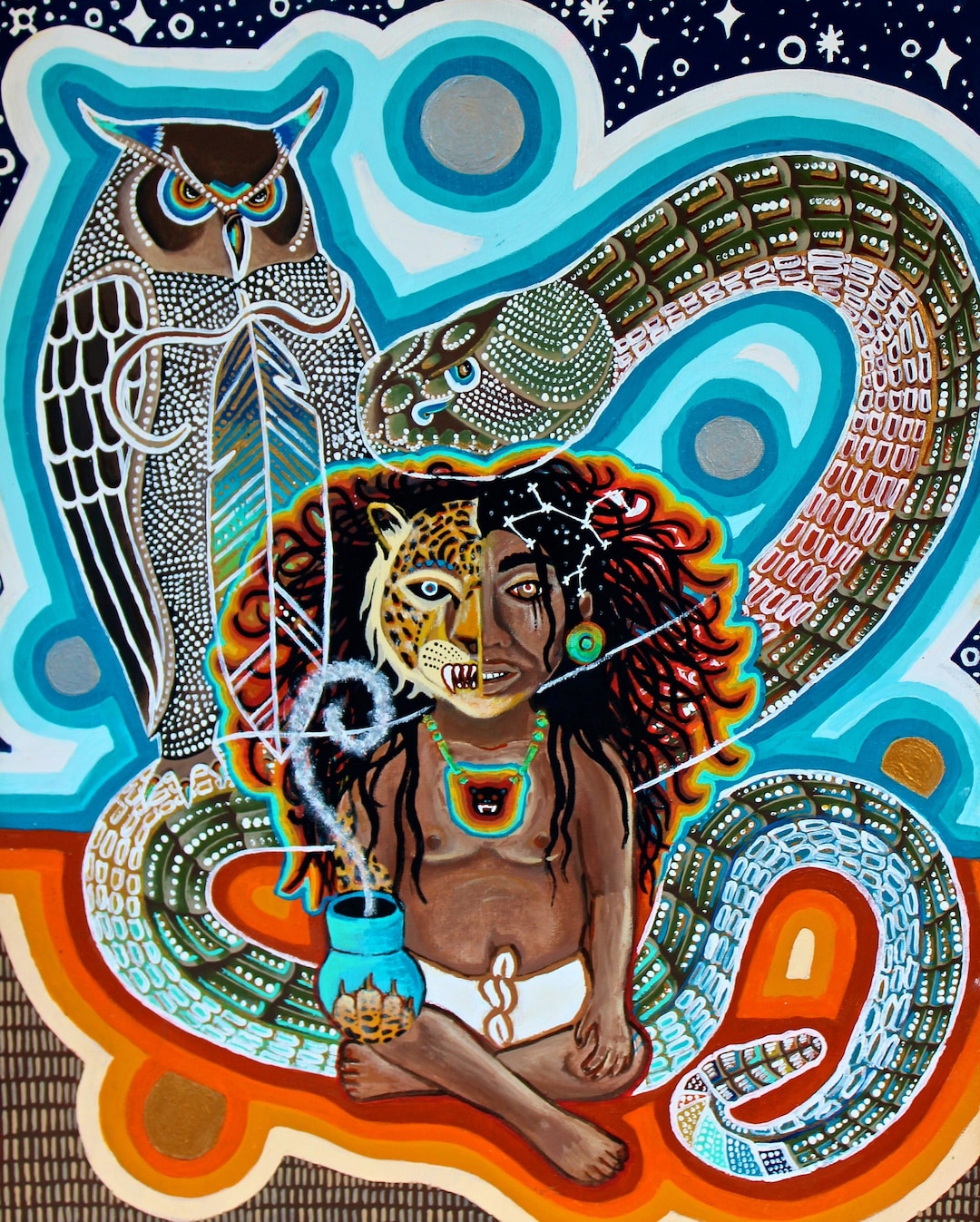 Psychedelic Shaman Painting, Nahual Mexican Hallucinogenic Art ... Psychedelic Shaman Painting, Nahual Mexican Hallucinogenic Art ...