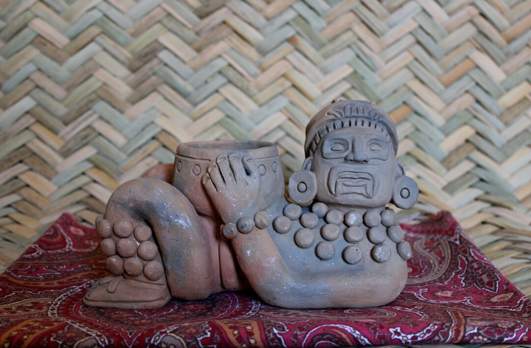 Chac Mool Azteca Mexica Teotihuacan Ceramic Incensiario Incense Burner ...