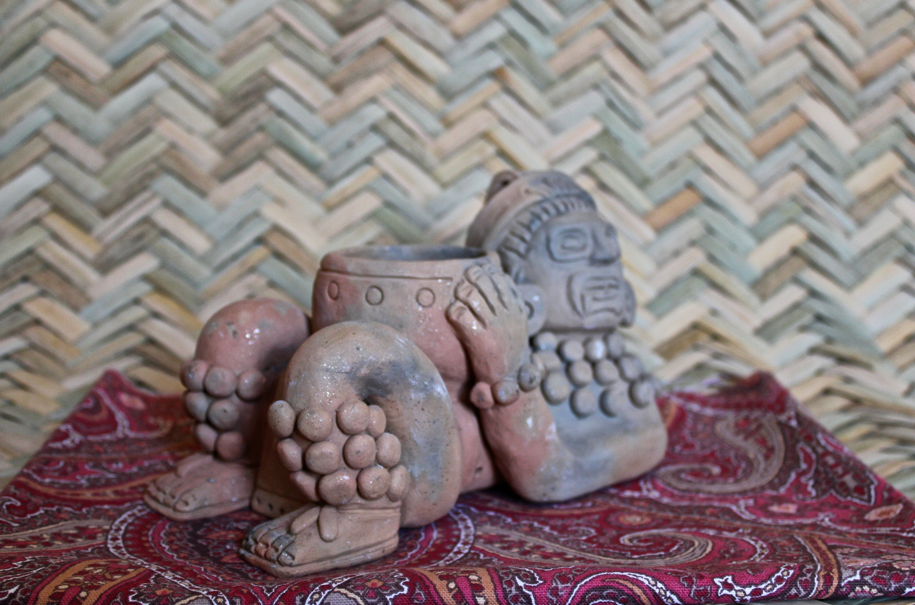 Chac Mool Azteca Mexica Teotihuacan Ceramic Incensiario Incense Burner ...