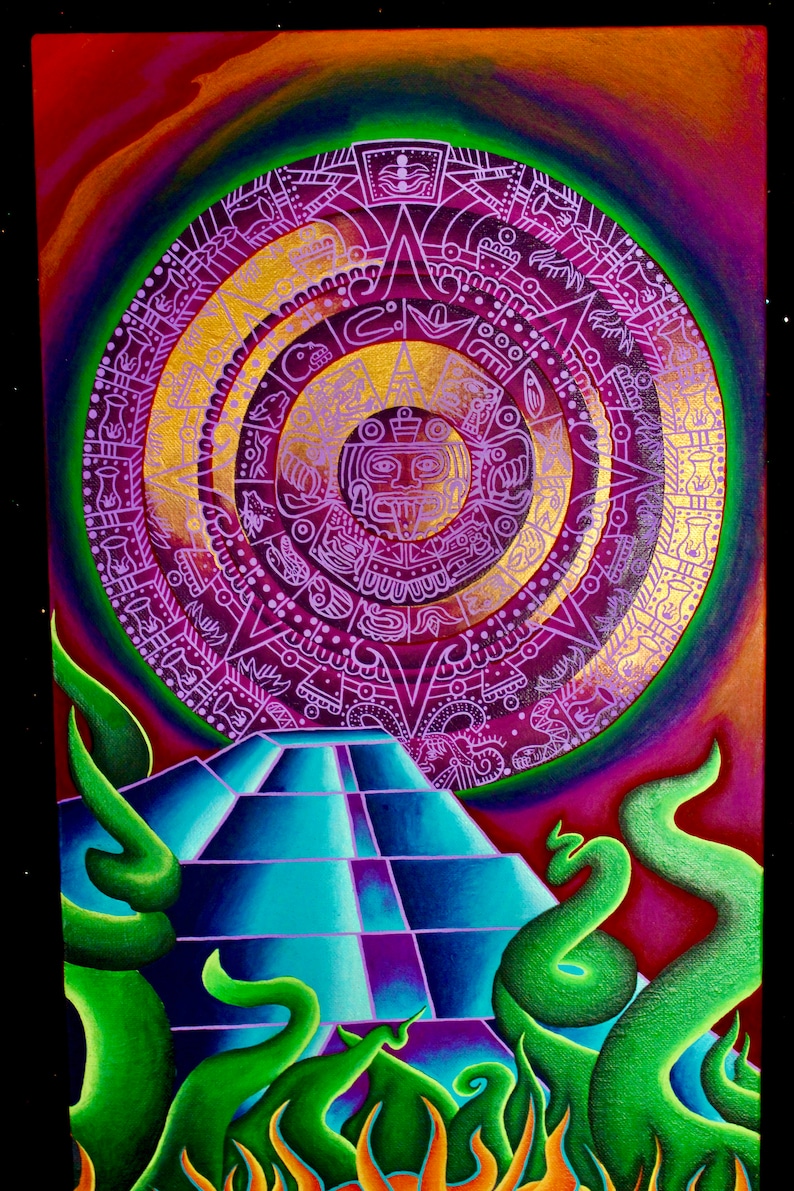 Aztec Calendar Pyramid Huehueteotl Mexica Art, Framed Ready to Hang ...