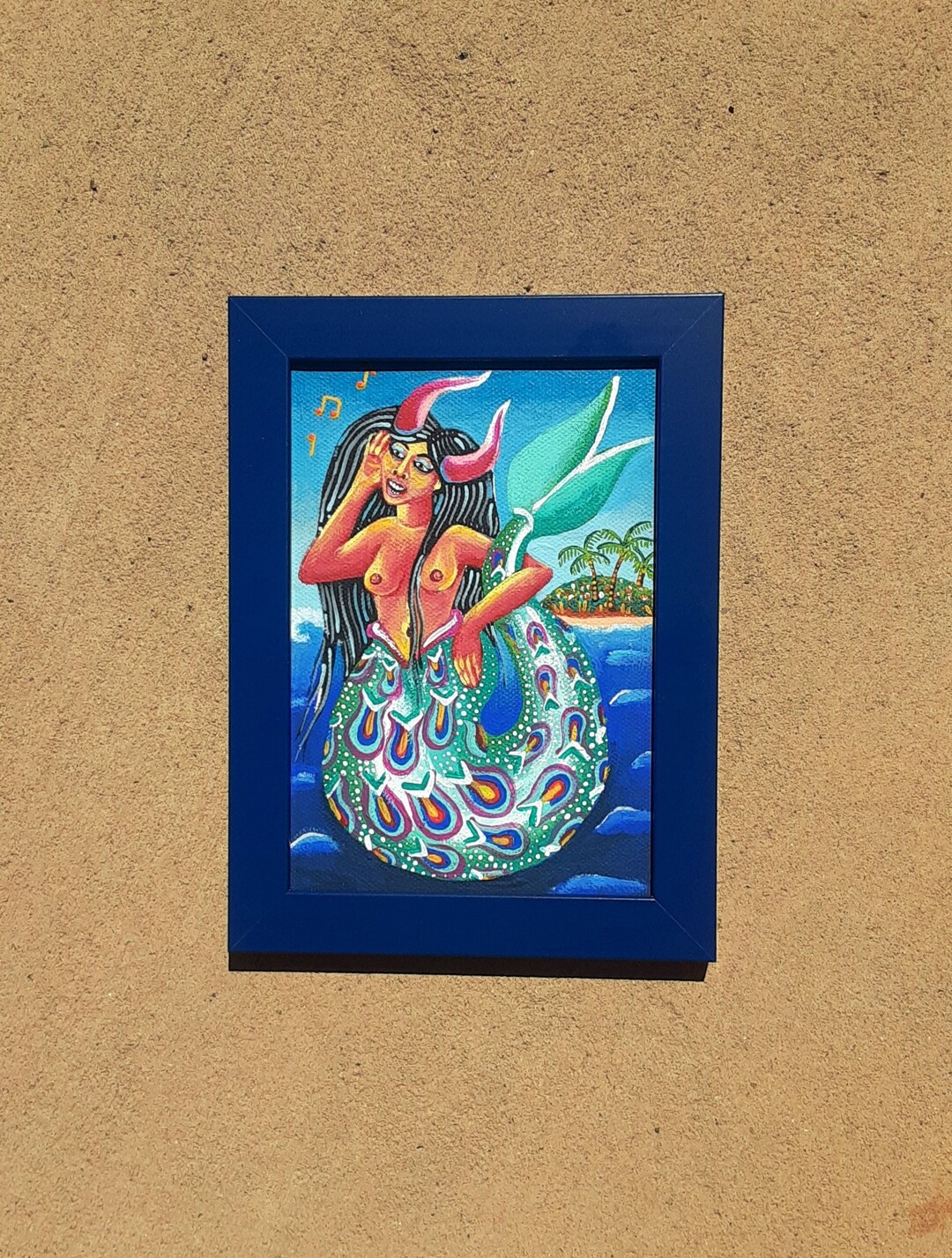 Mermaid Mazatlan Art, Original Acrylic Painting Framed, Pin Up, Devil ...