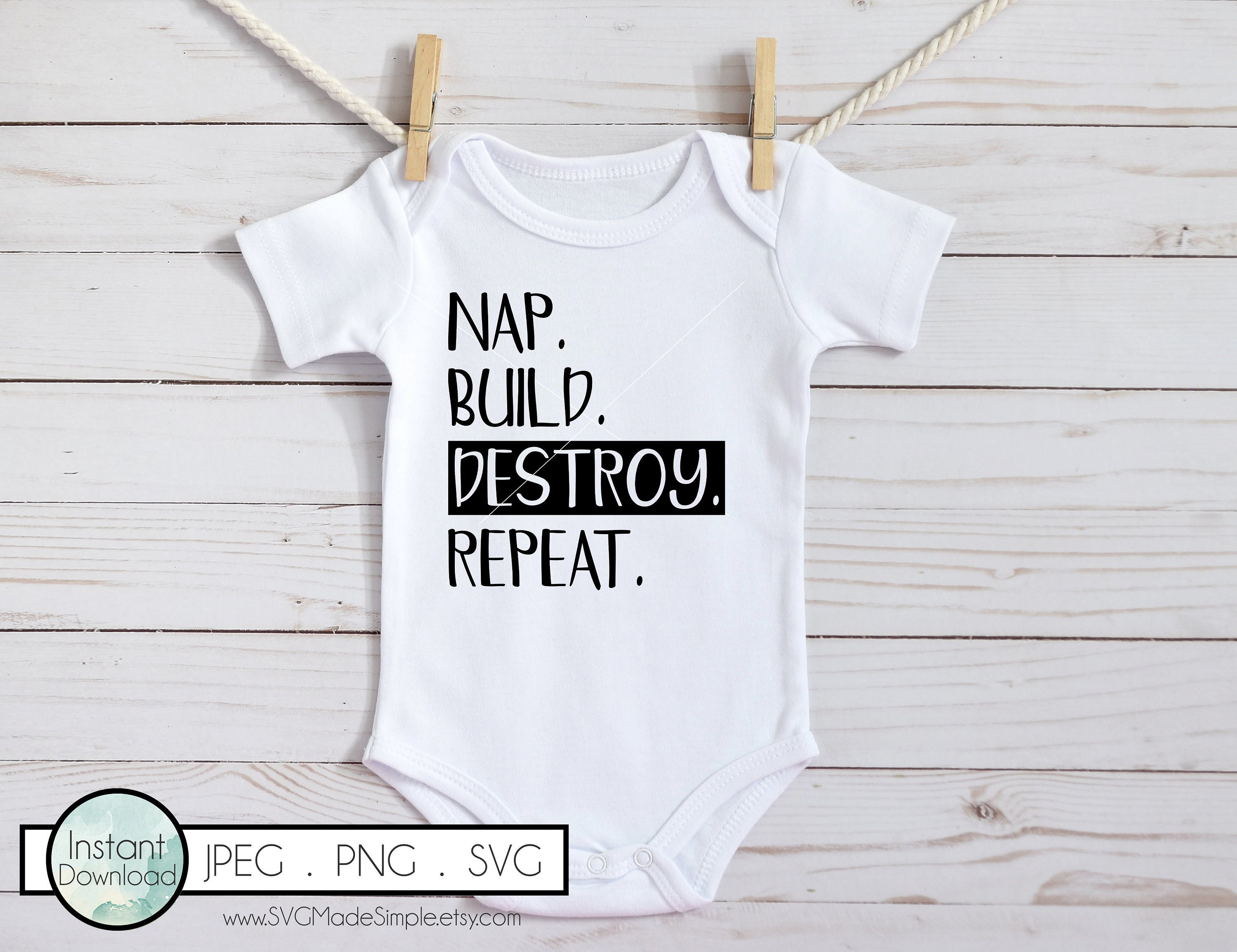 Nap. Build. Destroy. Repeat. SVG for Commercial Use and | Etsy