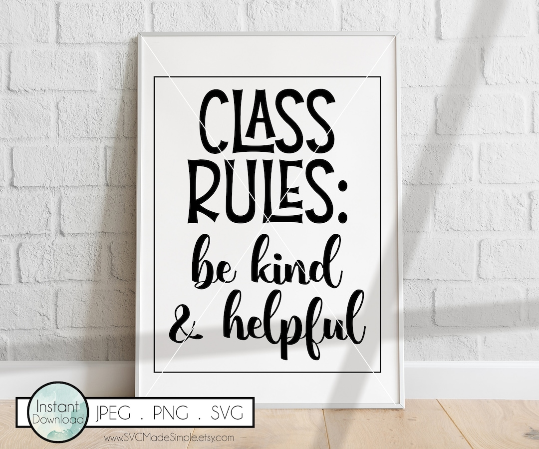 Class Rules SVG for Commercial Use and Instant Download, Teacher SVG ...