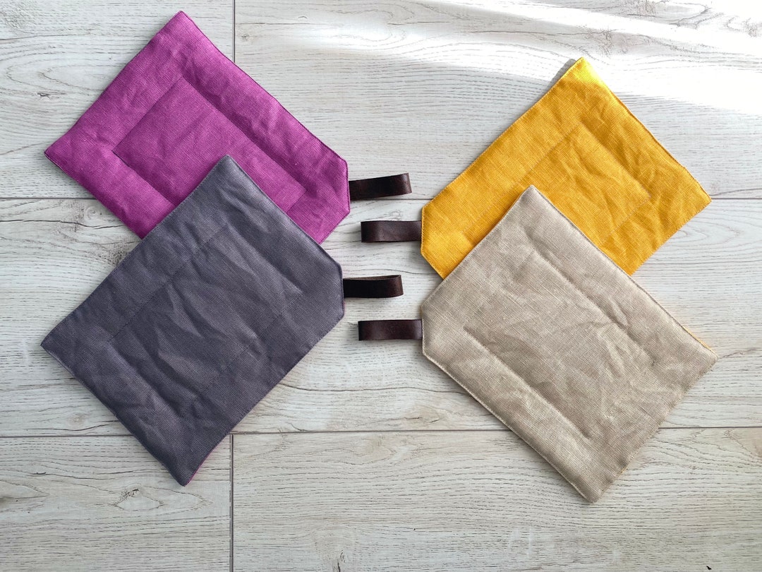 Natural Linen Pot Holder, Handmade Padded Linen Pot Holder, Handmade ...