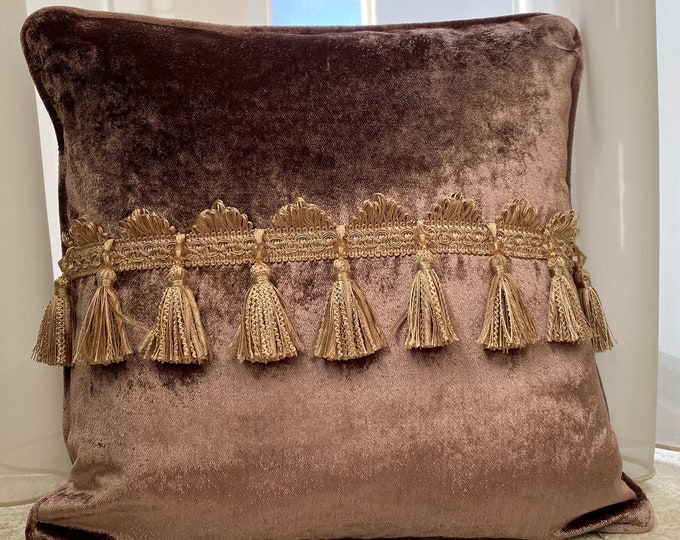 Royal Bronze Pillow Cover With Tassel, Luxury Velvet Pillow Cover ...