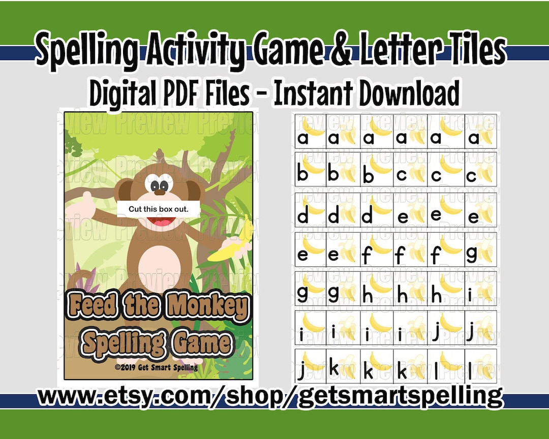 Printable Feed the Monkey Spelling Game Spelling Words Teacher Resource ...