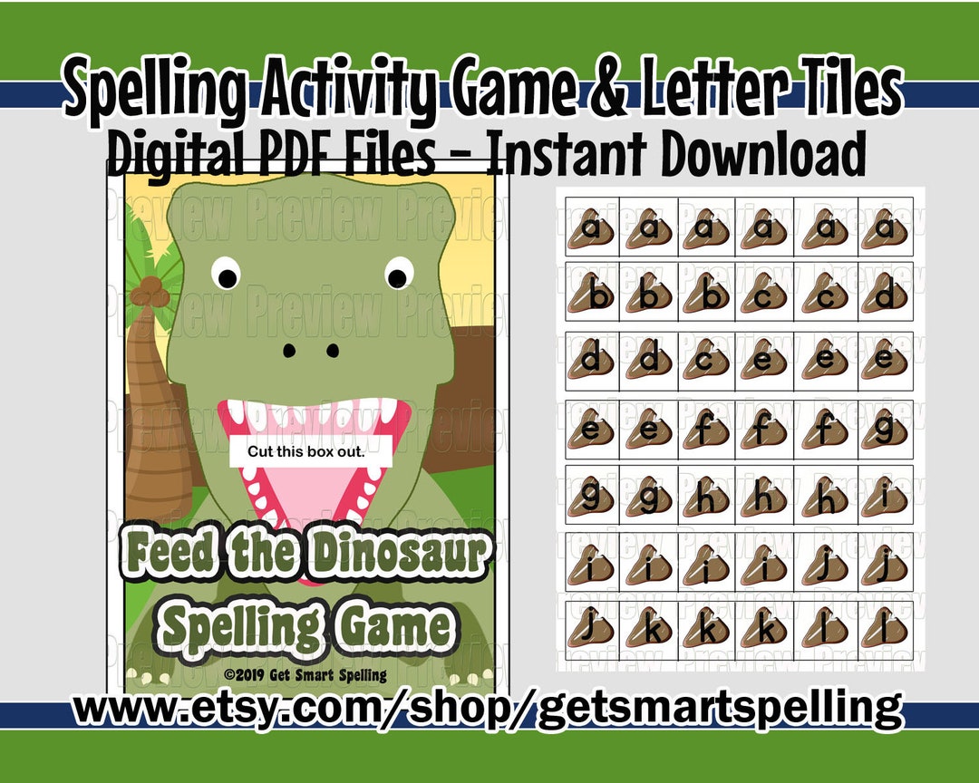 Printable Feed the Dinosaur Spelling Game Spelling Words Teacher ...