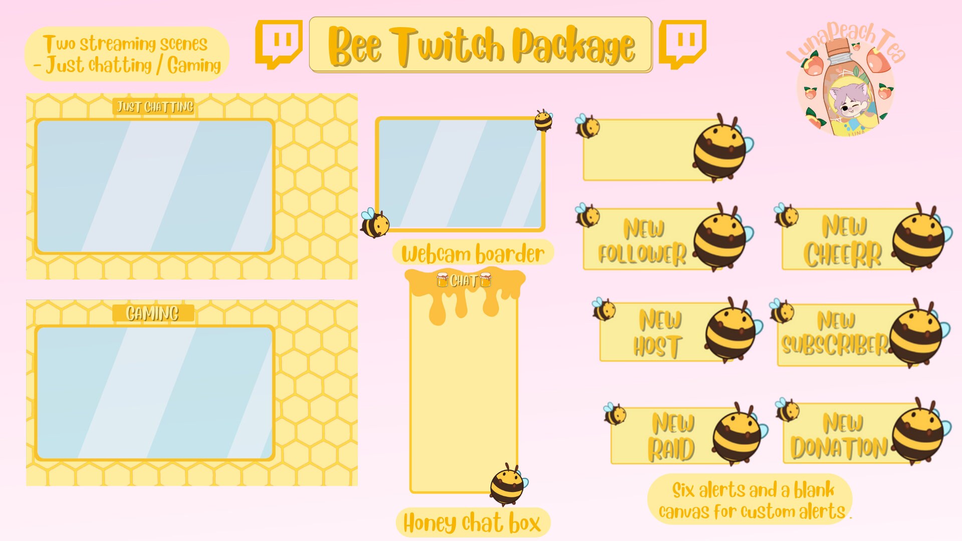 Cute Bee Themed Twitch Streaming Package - Etsy