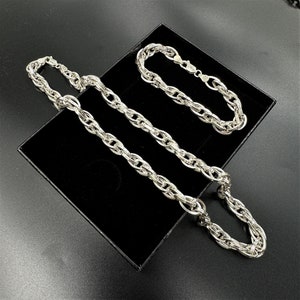 Men's Silver Thick Chain Necklace, Stackable Chain Necklace, Silver ...