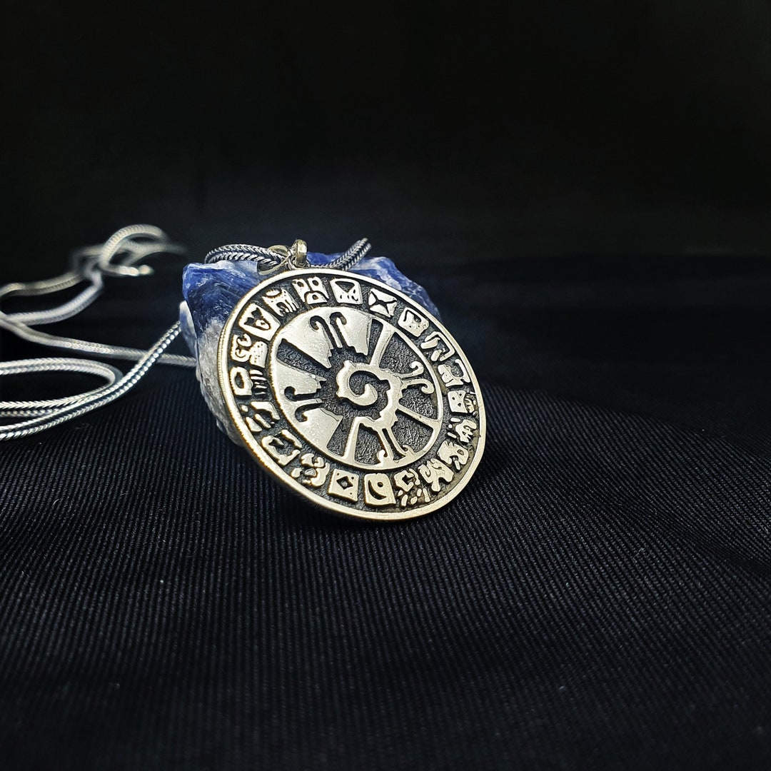 925 Sterling Silver Mayan Calendar Necklace,mayan Calendar Pendant ...