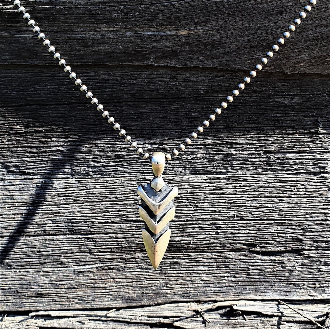 Silver Men's Arrowhead Necklace, 925 Sterling Silver Necklace ...