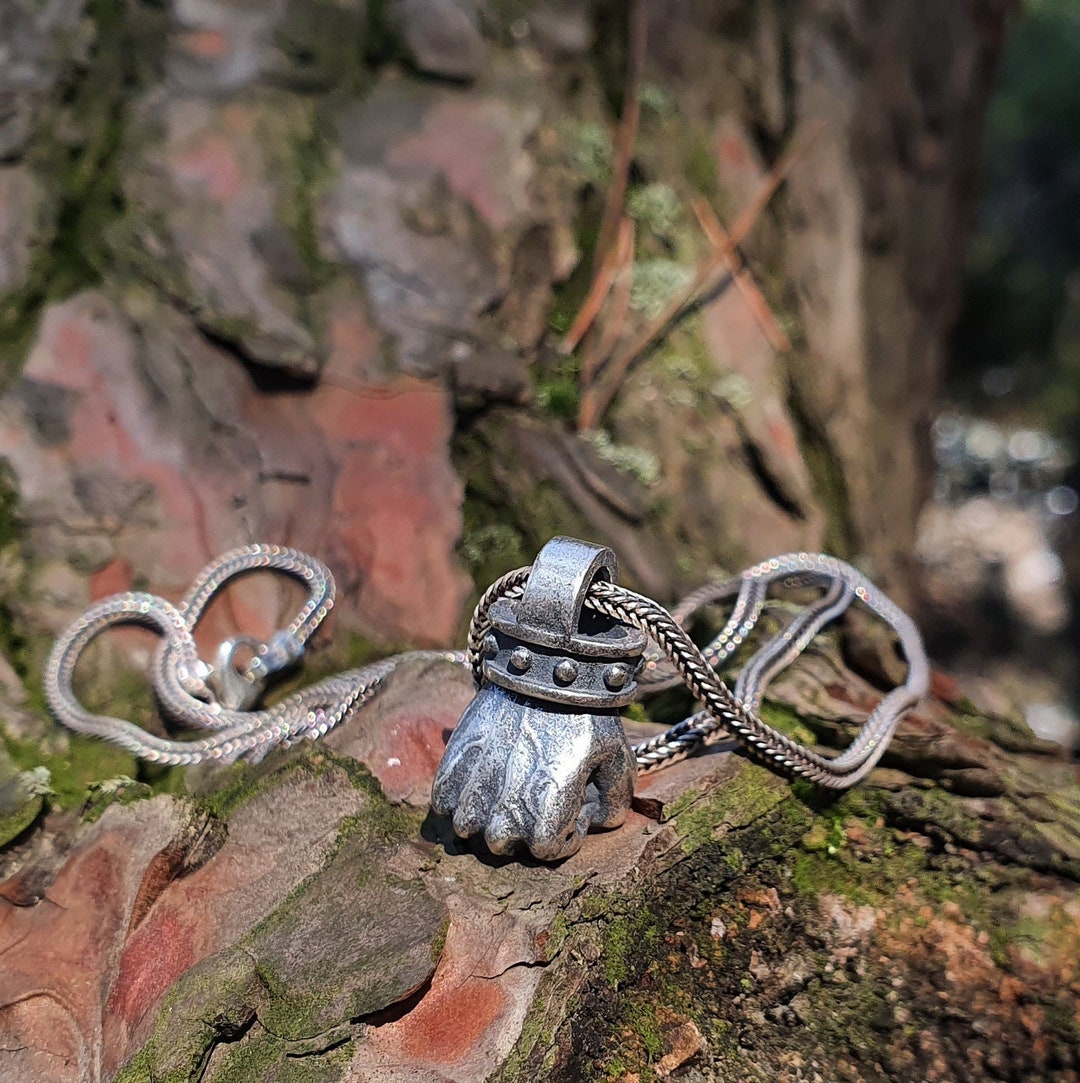 925 Sterling Silver Hercules Fist Men's Necklace,fox Tail Chain ...