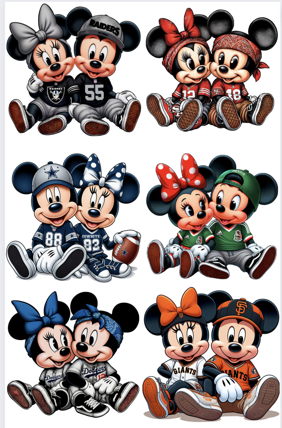 Mouse Teams Premade Gang Sheet-36 Inches- DTF Transfer Ready to Press ...