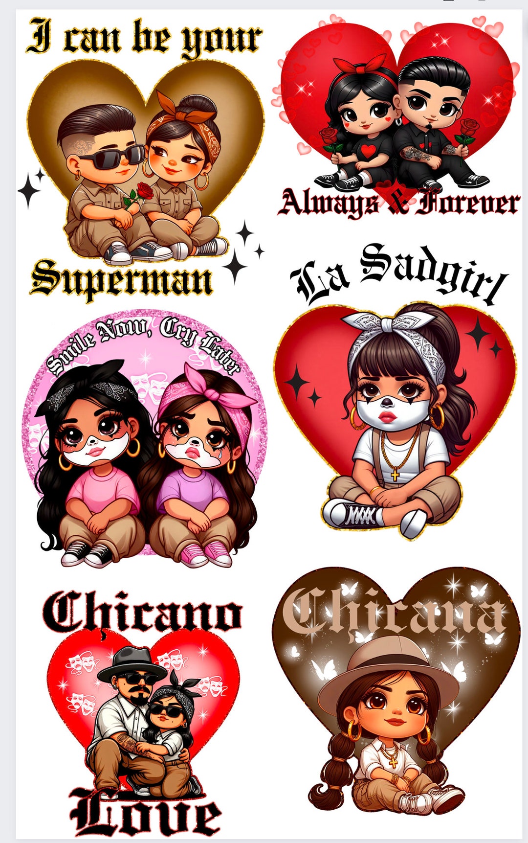 Cholo Love Pre-made Gang Sheet-36 Inches- DTF Transfer Ready to Press ...