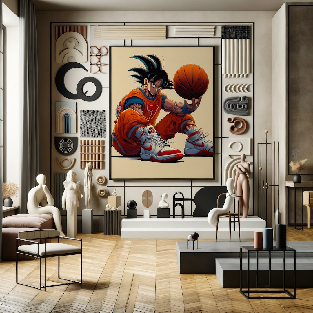 Basketball Goku Dragon Ball Fanart Anime Style Premium Canvas Frame ...