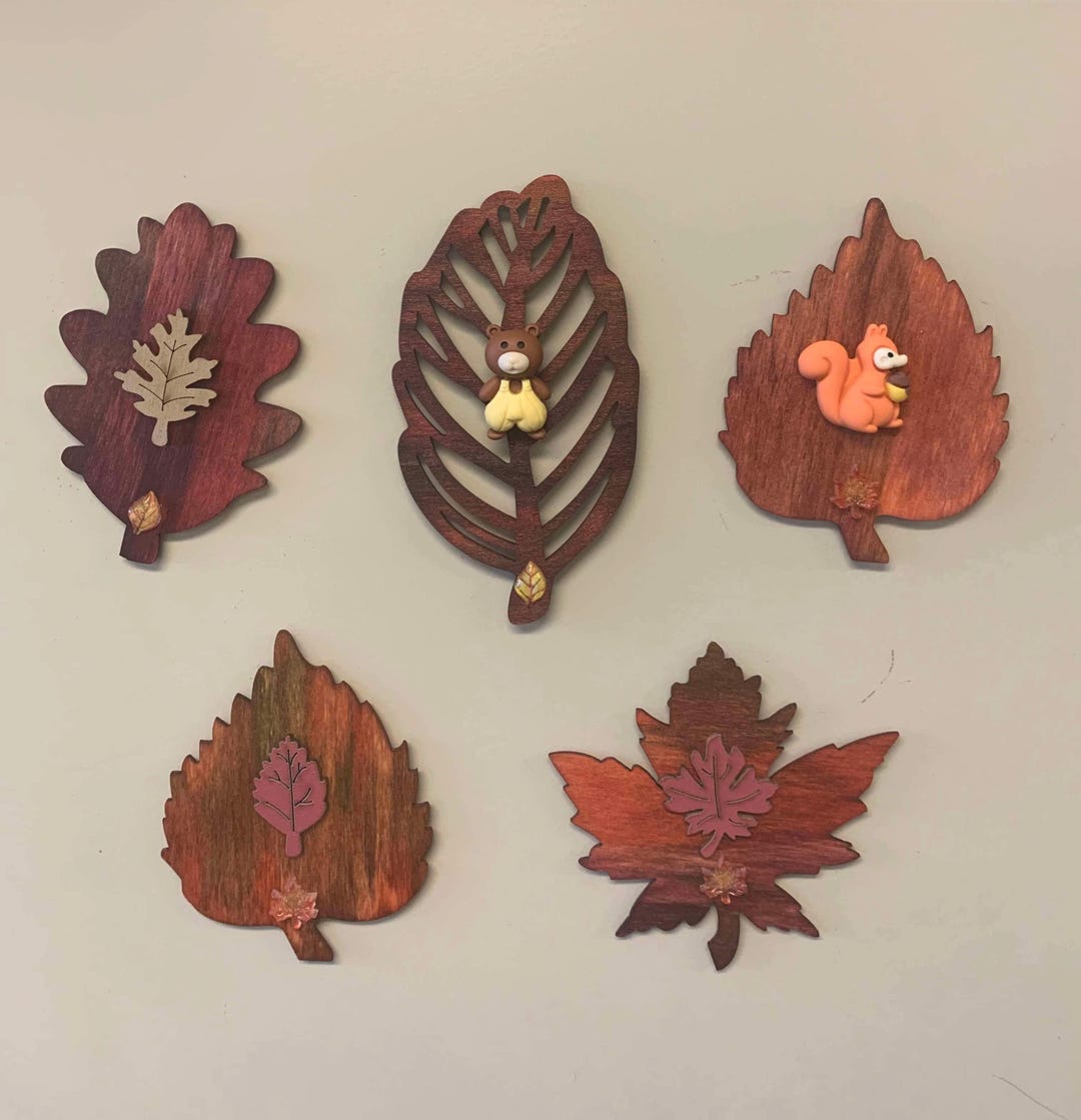Camping Critters Fall Magnets, Glamping Decorations, Fall Leaf Magnets ...