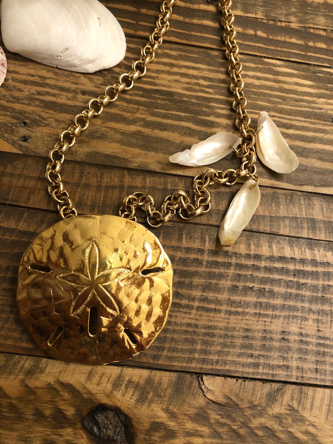 Sand Dollar Chain Necklace, Statement Necklace, Beach, Beachy - Etsy