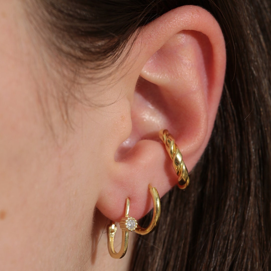 Gold Ear Stack Set. Gold Hoop Earrings. Gold Earring Gift Set. - Etsy