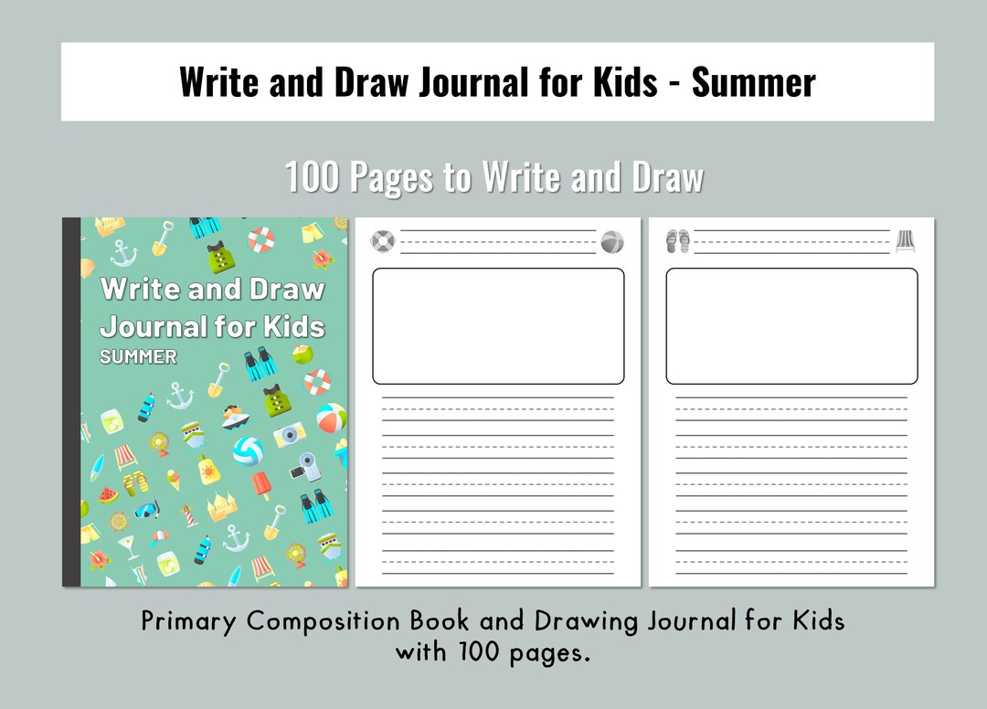 Write and Draw Journal for Kids - Summer Theme - Primary Composition ...